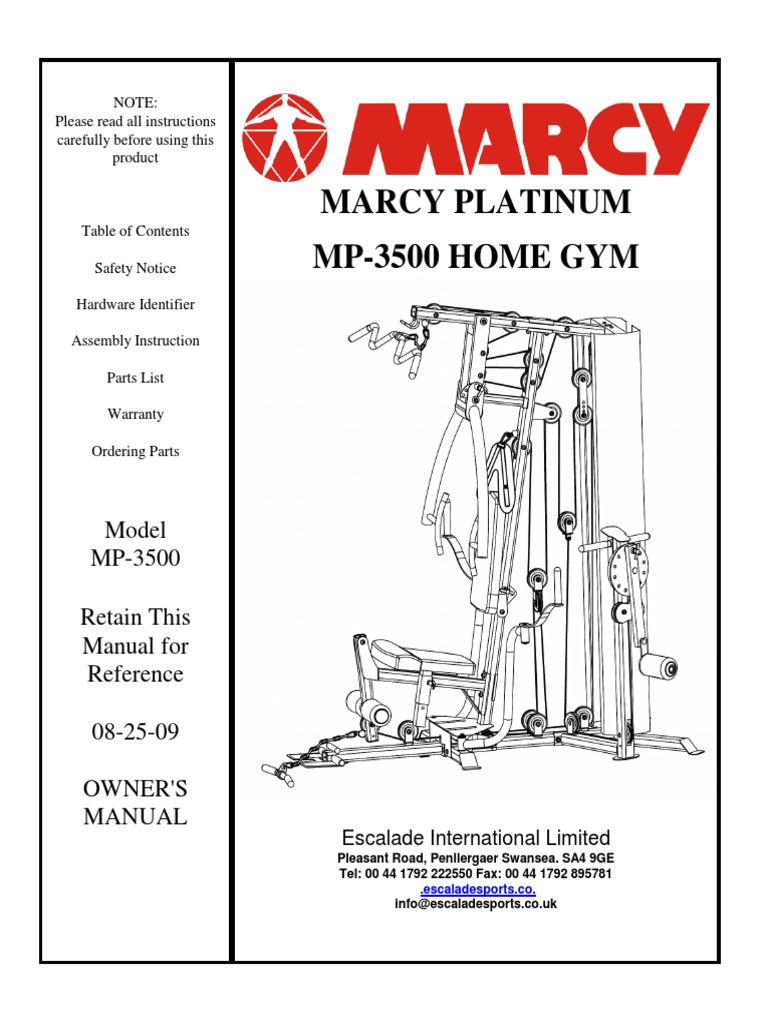 13MMG-MP3500 - Marcy MP3500 Deluxe Multigym - User Manual-1 | PDF | Nut ...