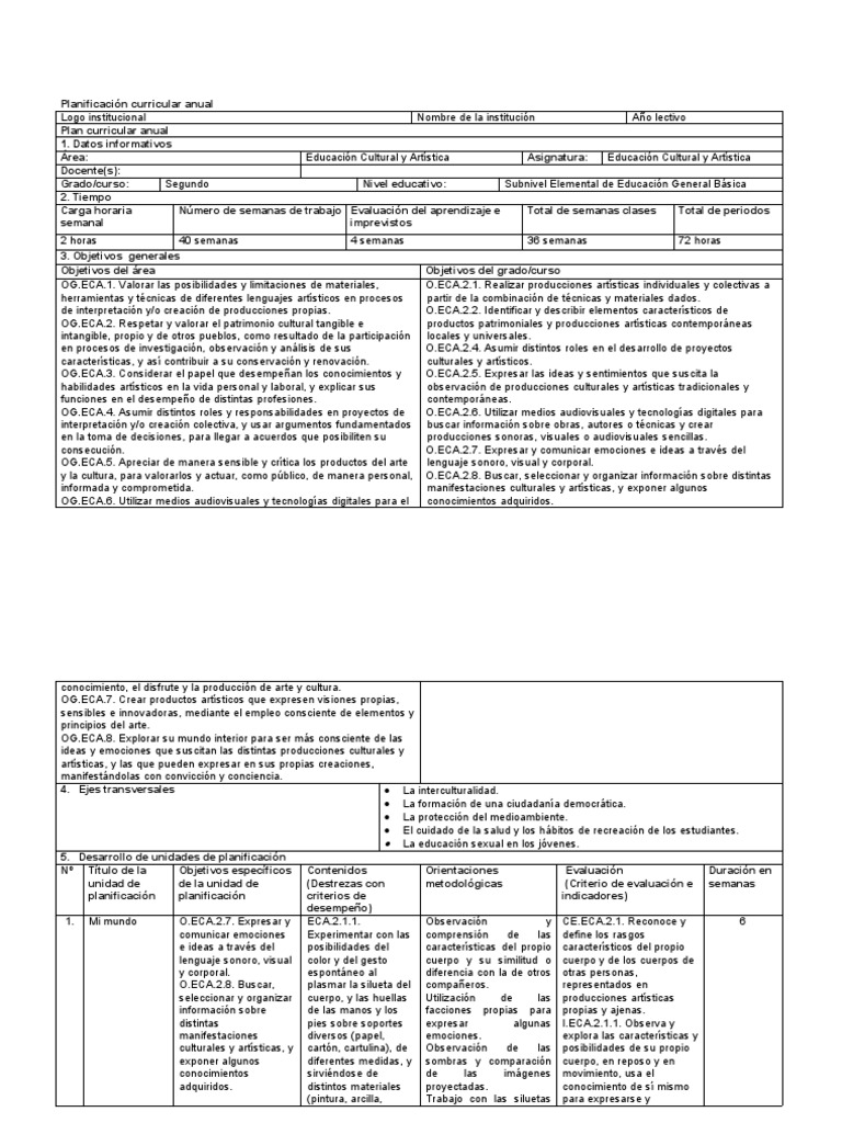 ECA 2 EGB PCA-PUD Seis Unidades | PDF | Dibujo | Escultura