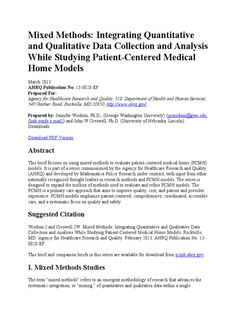 Mixed Methods: Integrating Quantitative and Qualitative Data Collection ...
