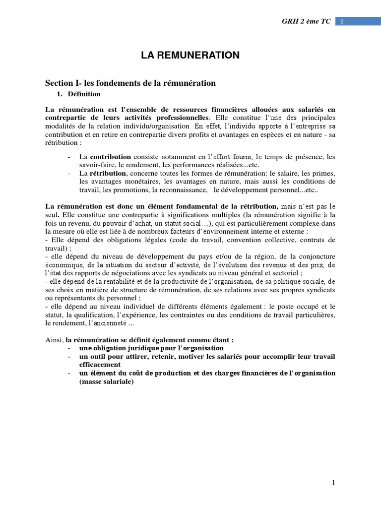 Fondements et objectifs de la rémunération | PDF | Salaires | Sociétés