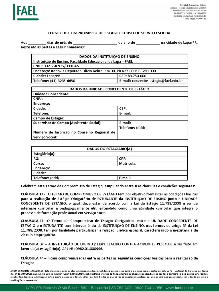 Termo de Compromisso de Estagio | PDF | Estágio | Procura de Emprego Termo de Compromisso de Estagio | PDF | Estágio | Procura de Emprego