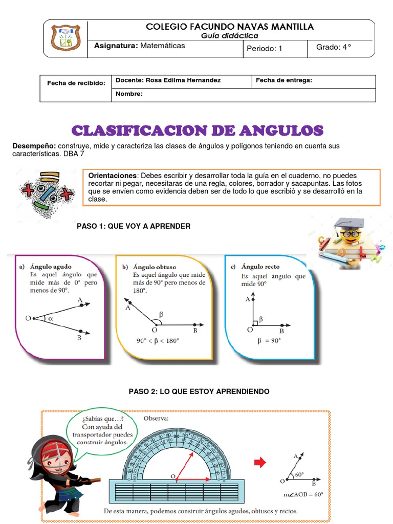 Guia Del 5 Al 9 de Abril Clasificacion de Angulos | PDF