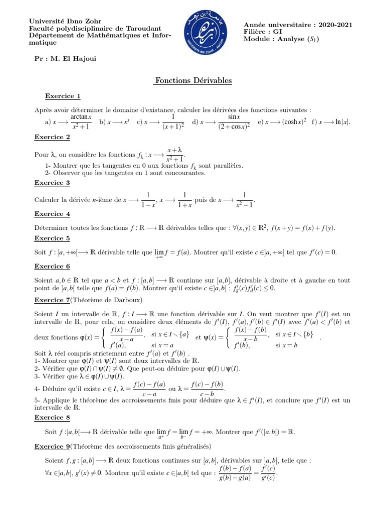 S1-Fonctions Derivables | PDF | Géométrie | Analyses
