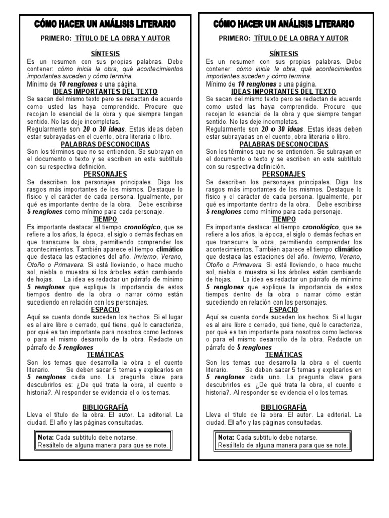 Cómo Hacer Un Análisis Literario | PDF | Bibliografía