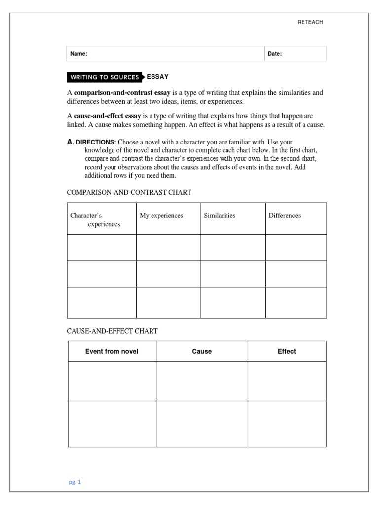 Comparing Characters and Exploring Cause and Effect: Writing a ...