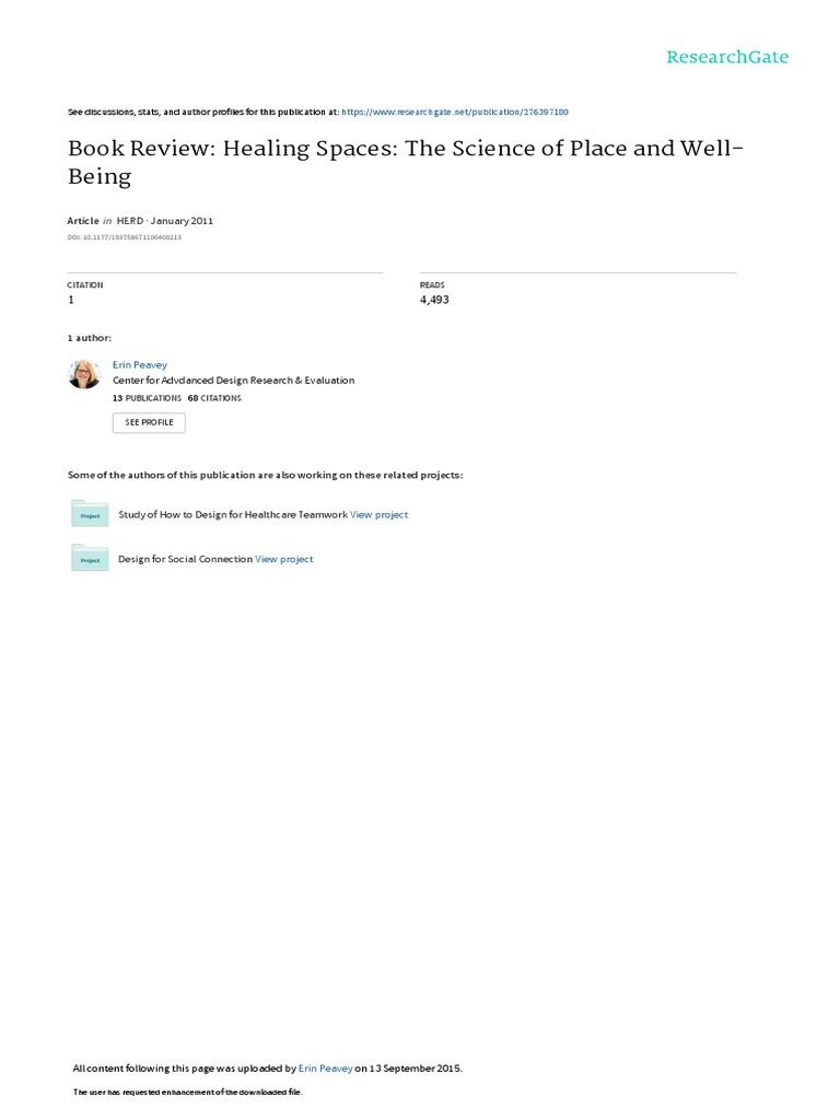 Book Review: Healing Spaces: The Science of Place and Well-Being | PDF ...