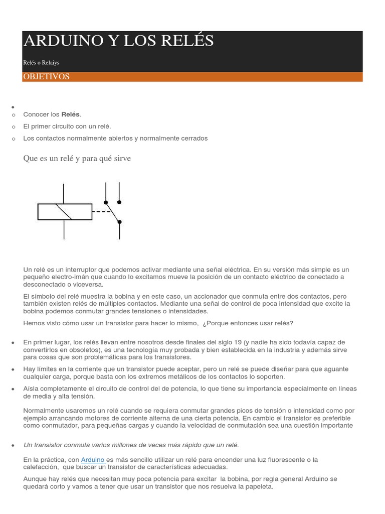 Arduino y Los Relés | PDF | Relé | Energia electrica