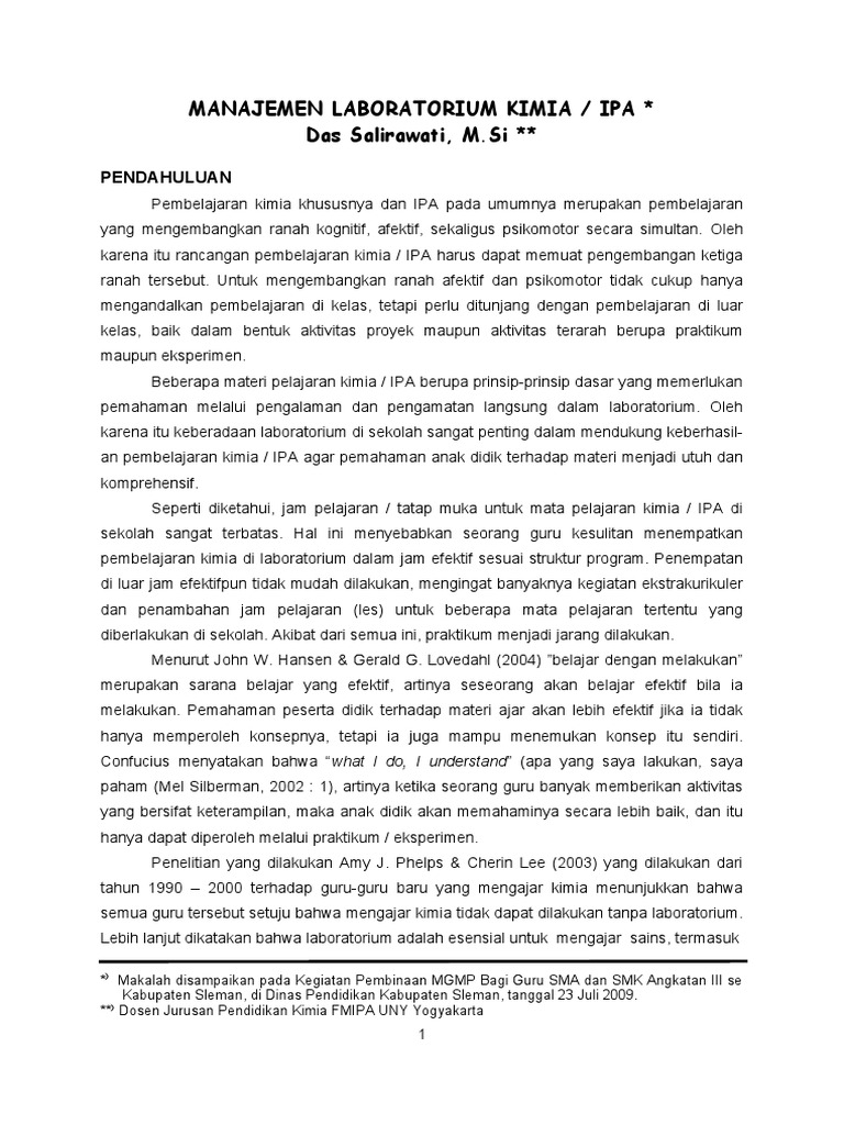 Managemen Lab Kimia - IPA | PDF