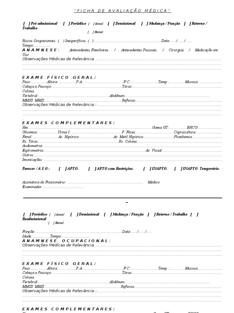 FICHA MÉDICA | Medicina clínica | Remédio
