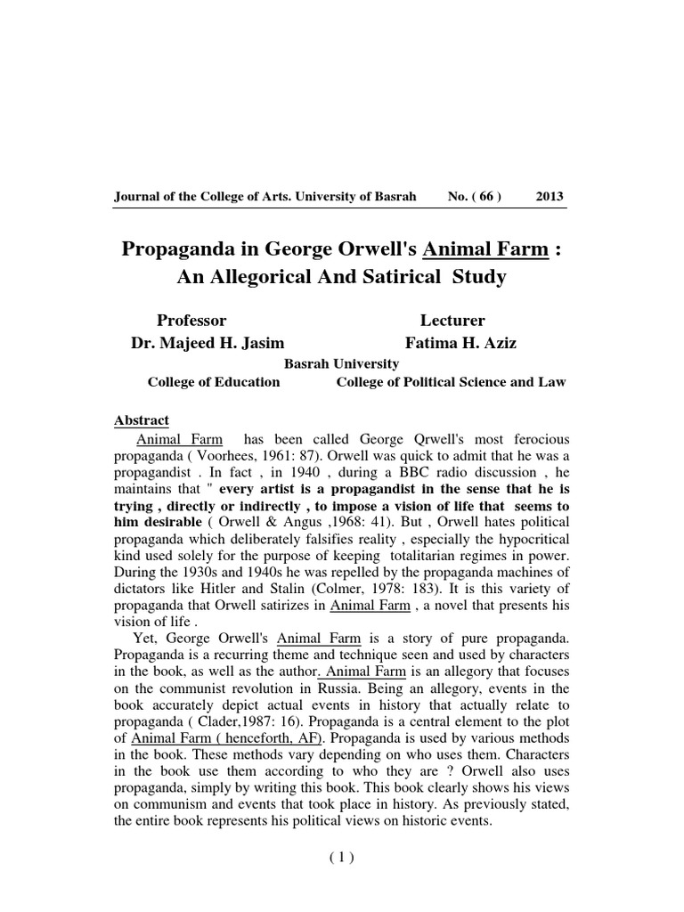 Propaganda in George Orwell's Animal Farm | PDF | Propaganda | Rhetoric