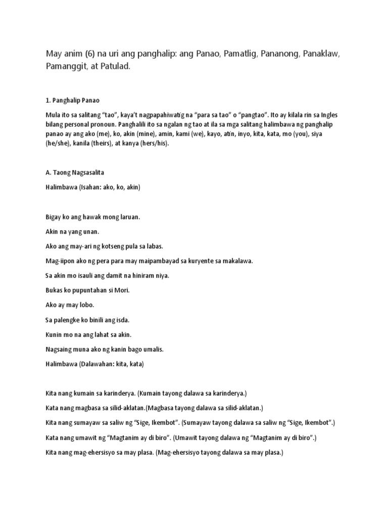 Panghalip Lesson | PDF