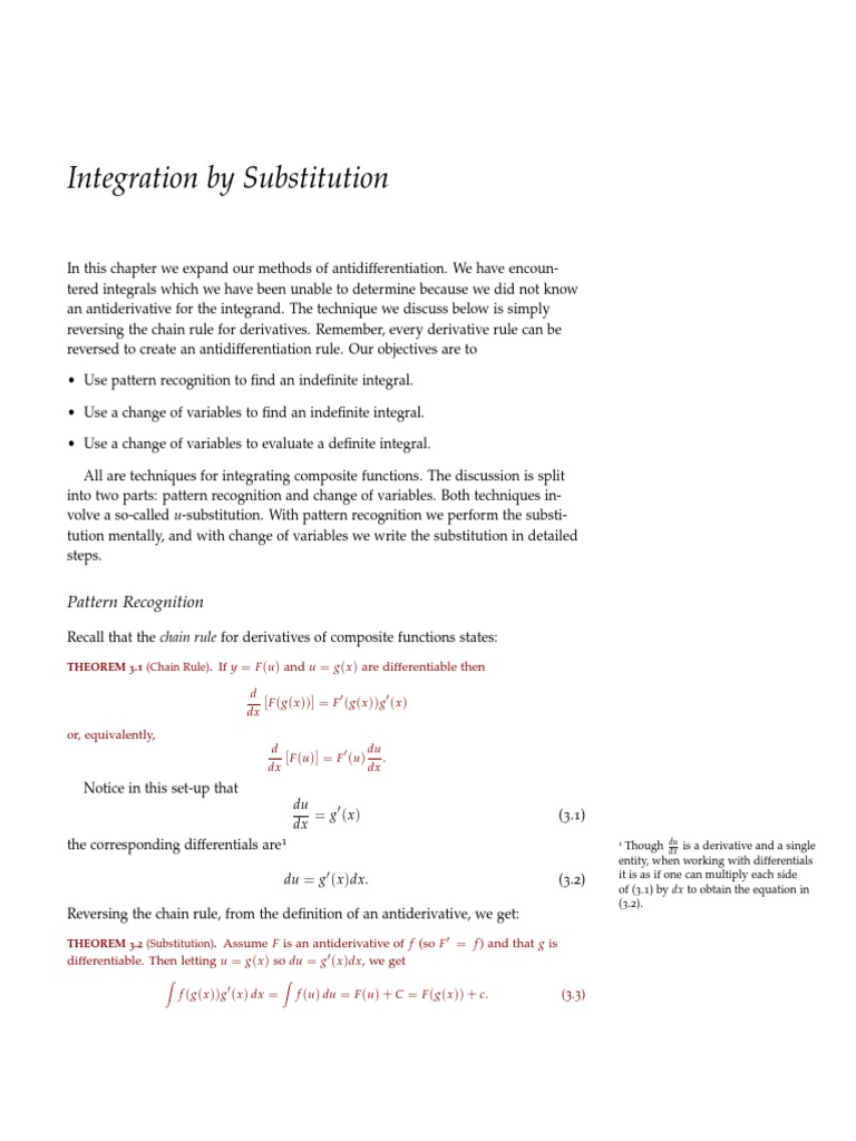 Integration by Substitution Techniques | PDF | Integral | Mathematical Relations