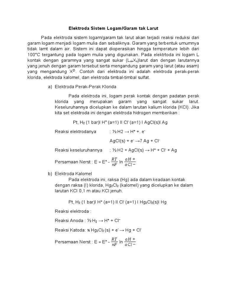 Elektroda Sistem Logam Garam Tak Larut | PDF