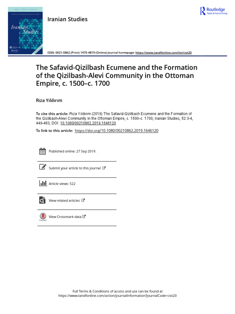 The Safavid Qizilbash Ecumene and The Formation of The Qizilbash Alevi ...