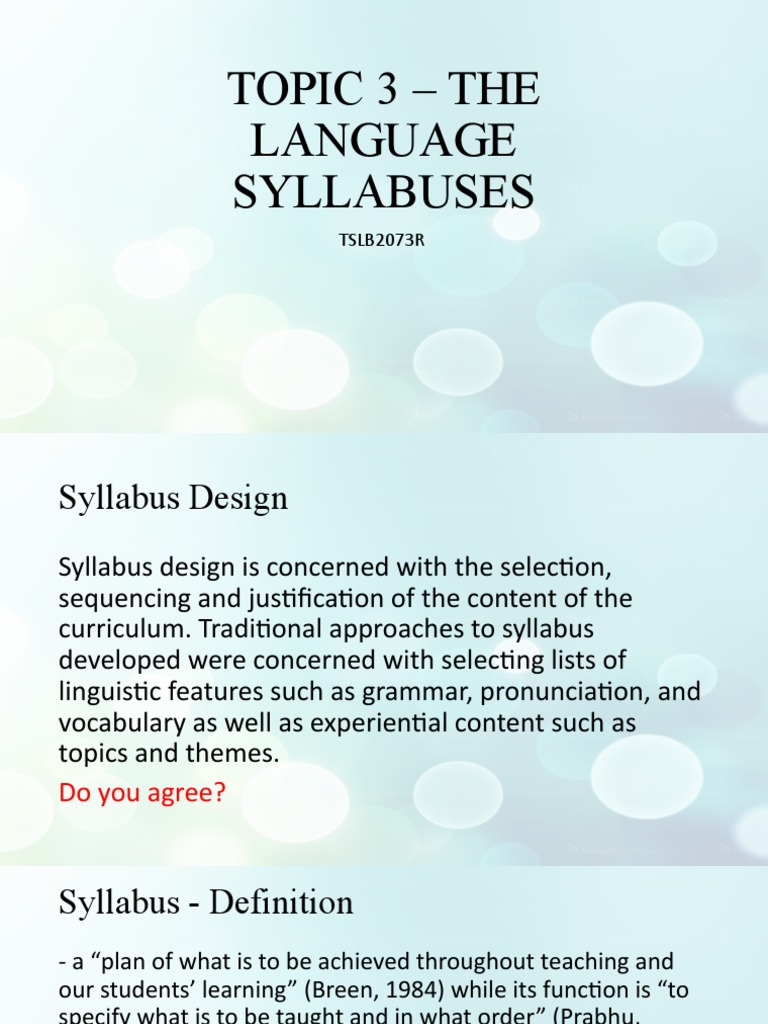 TOPIC 3 Language Syllabus | PDF | Language Education ...
