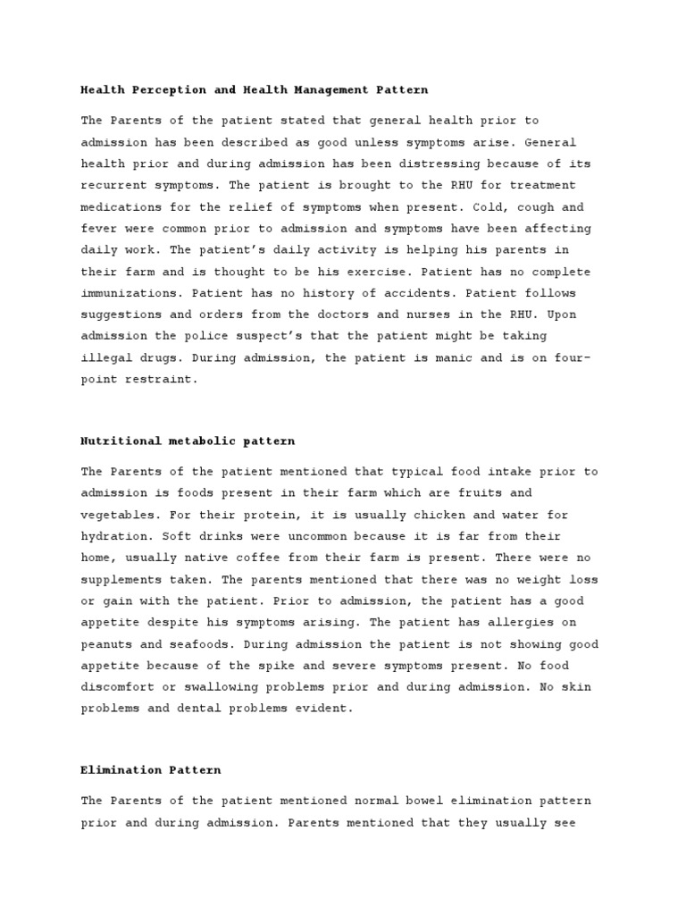 Health Perception and Health Management Pattern | Download Free PDF ...