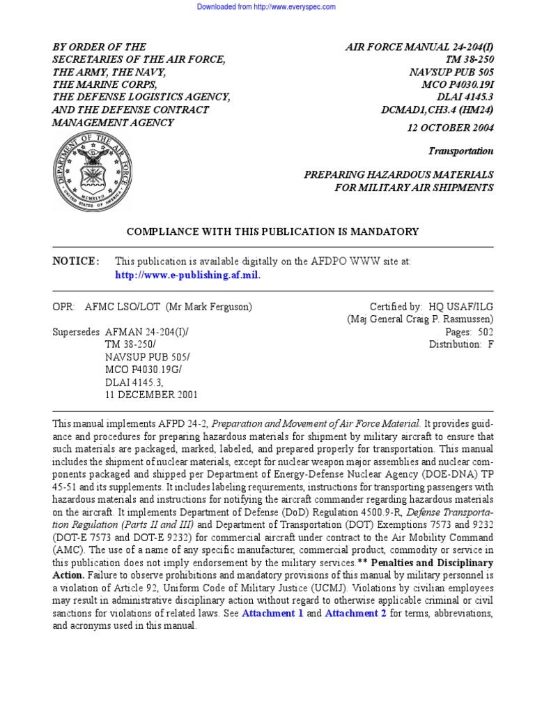 Afman 24 204 I 2004 | PDF | Dangerous Goods | Cargo