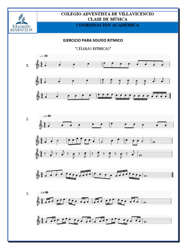 "Células Ritmicas": Colegio Adventista de Villavicencio Clase de Música ...