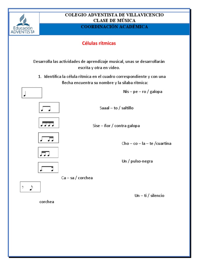 Células Rítmicas: Colegio Adventista de Villavicencio Clase de Música ...