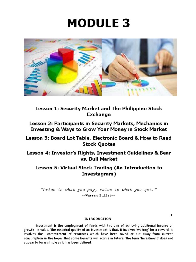 FIN 103 MODULE - WEEK 10-15 (No Activities) | PDF | Stocks | Securities ...
