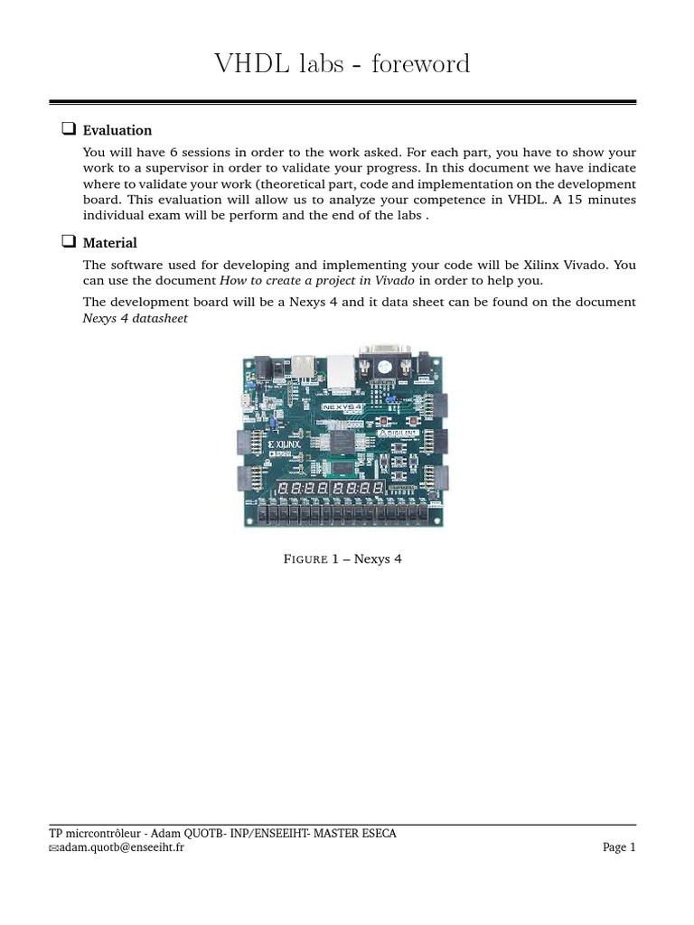 VHDL Labs - Foreword: Evaluation | PDF | Vhdl | Switch