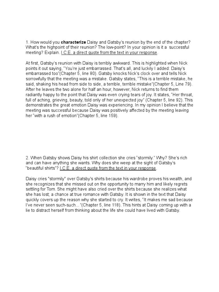 Gatsby CH 5 | PDF | The Great Gatsby