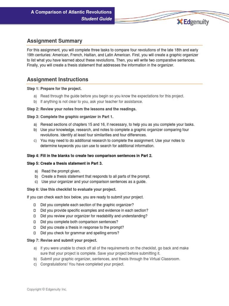 Assignment Summary: A Comparison of Atlantic Revolutions | PDF | Thesis ...