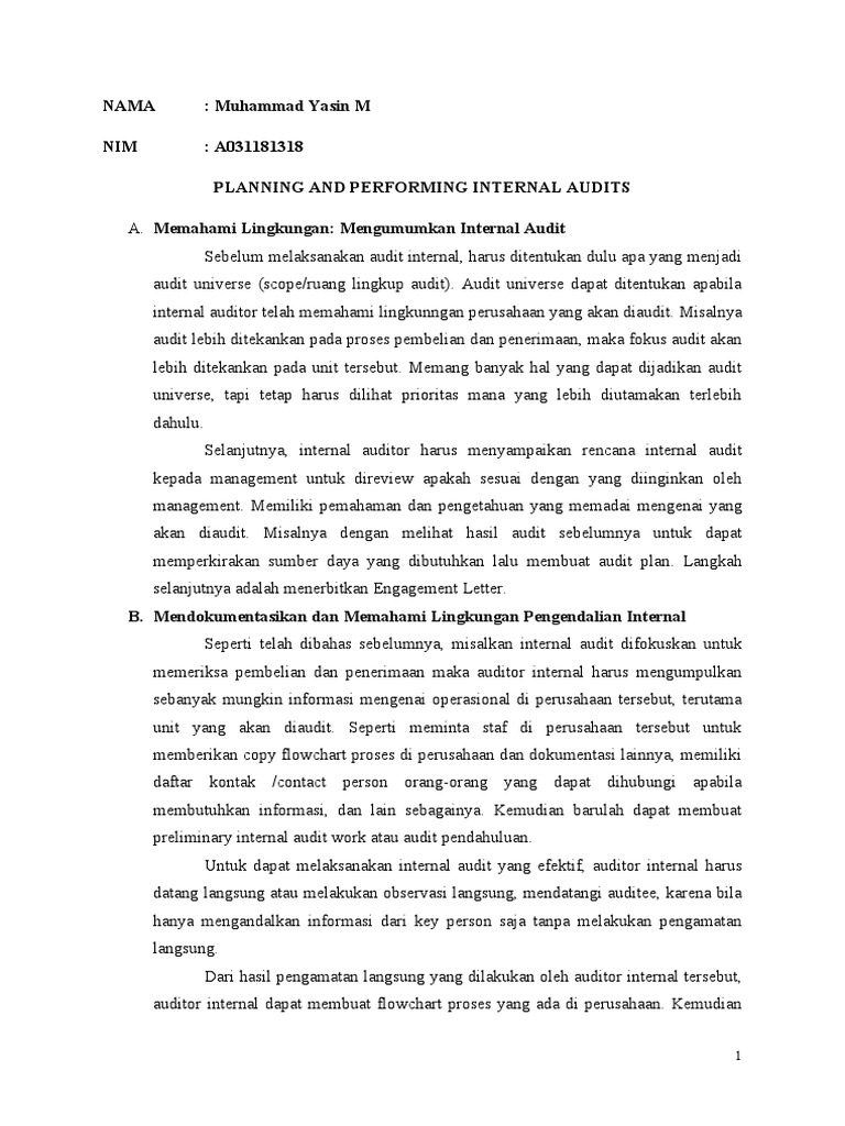 RMK Chapter 15 Planning and Performing Internal Audits | PDF | Pengelolaan Keuangan & Uang