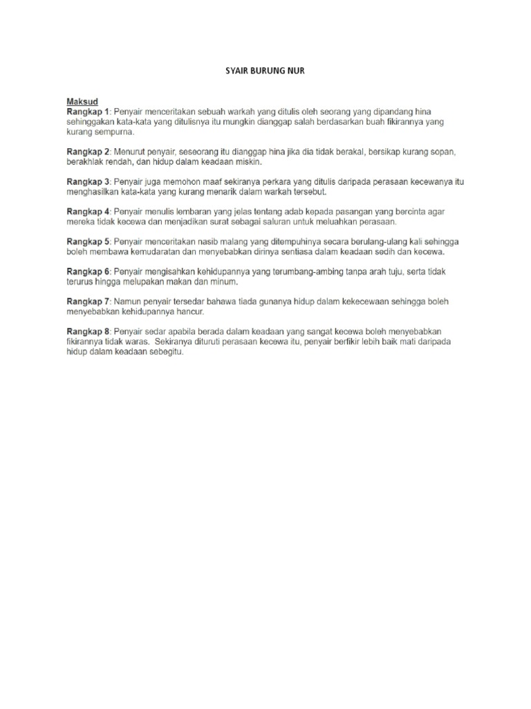 Nota Syair Burung Nuri | PDF