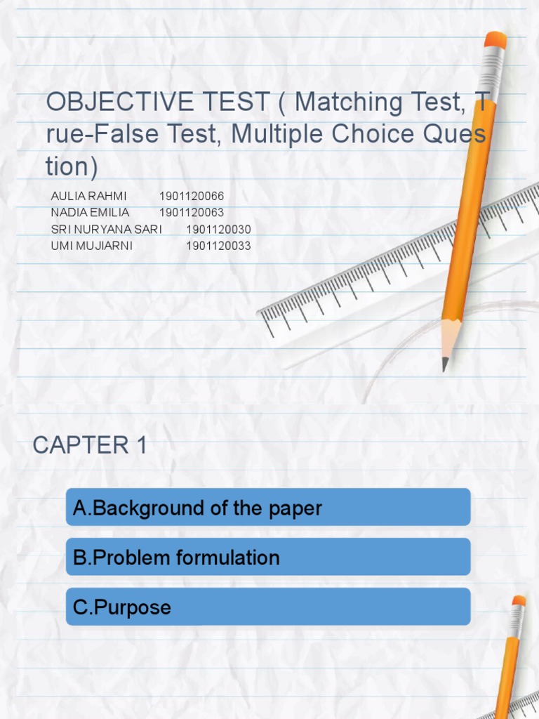 Understanding Objective Tests in Education | PDF | Multiple Choice ...