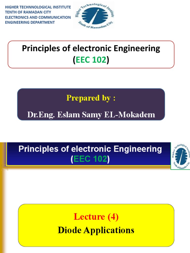 Lecture 4 Diode Applications (Part1) | PDF | Rectifier | Diode Lecture 4 Diode Applications (Part1) | PDF | Rectifier | Diode