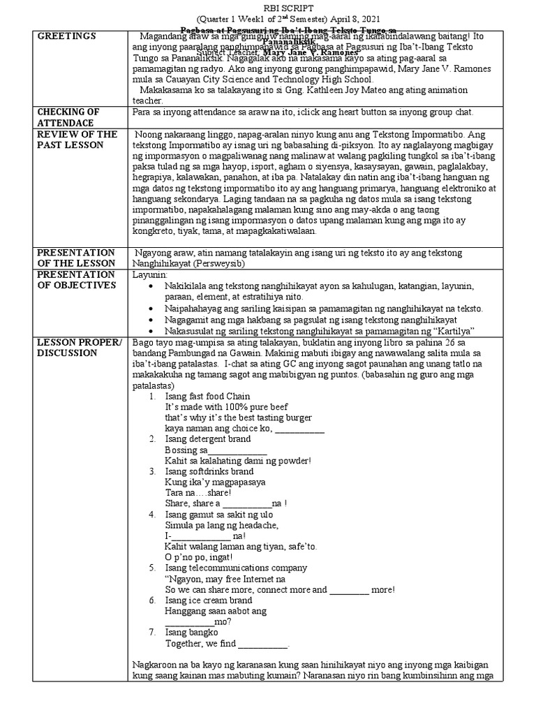 Rbi Script Q1W2 | PDF
