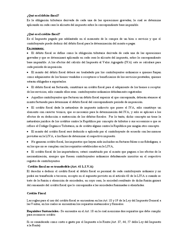 Comprendiendo los conceptos clave de débito y crédito fiscal: una guía ...