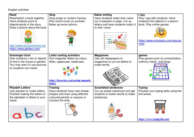 English Activities Learningfromhome 1 | PDF | Language Arts & Discipline