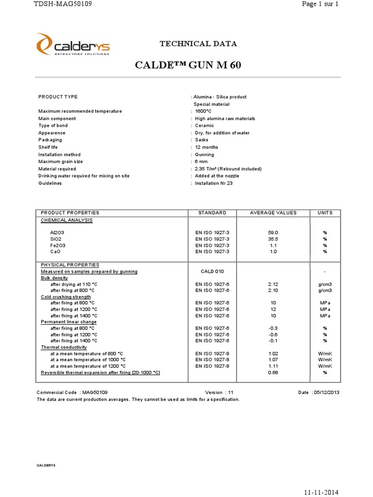 Calde™ Gun M 60 | PDF | Silicon Dioxide | Density