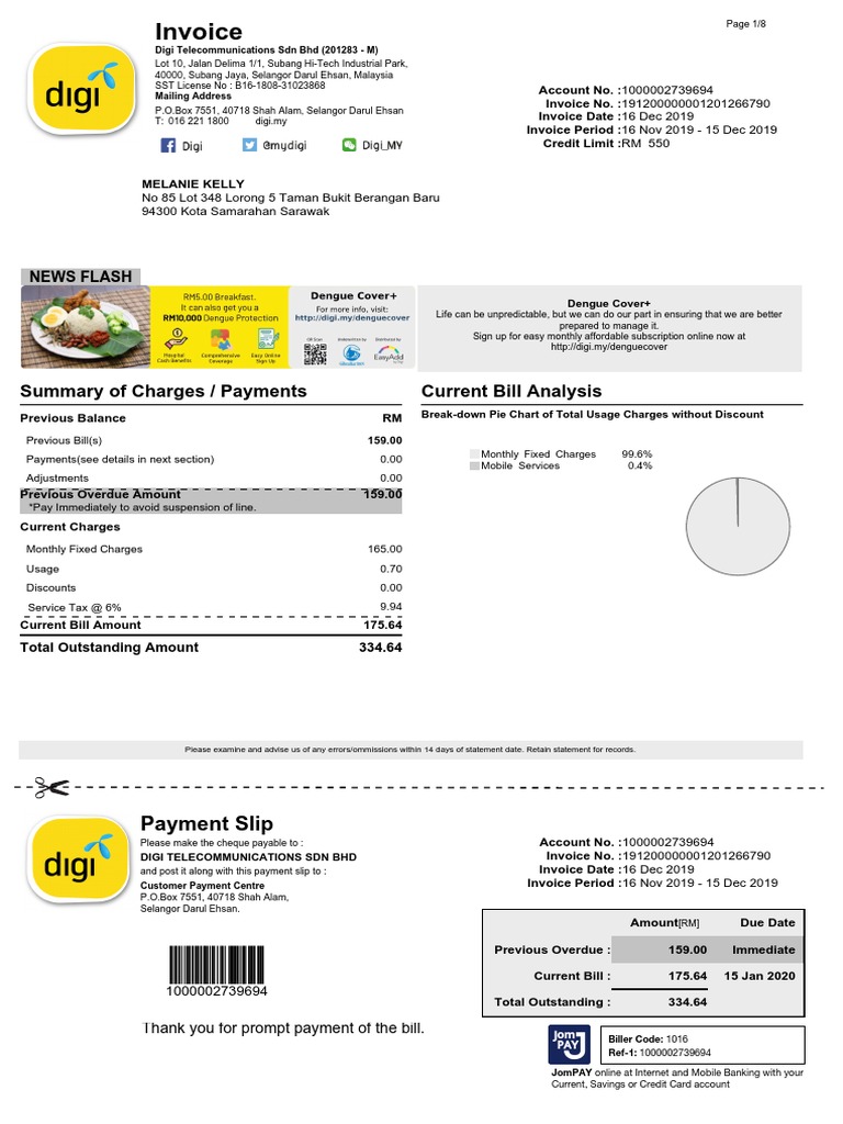 Digi Bill 12012667900.1594270585357147 | PDF | Cheque | Payments