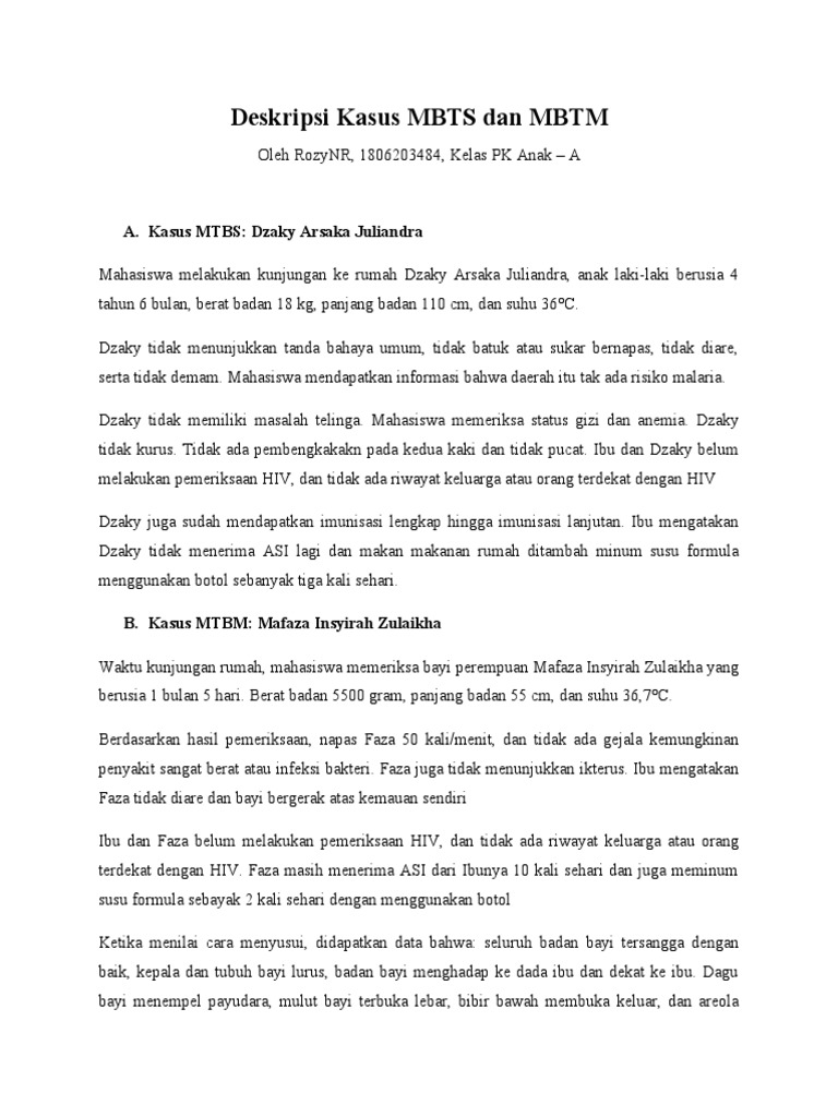 Deskripsi Kasus - RozyNR - MBTS Dan MBTM | PDF