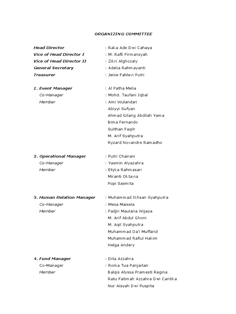 Organizing Committee Structure | PDF