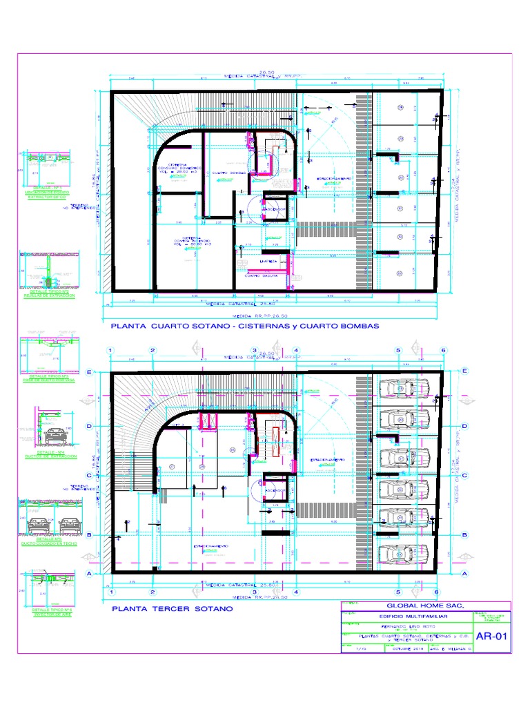 Planta Cuarto Sotano - Cisternas Y Cuarto Bombas: Global Home Sac | PDF