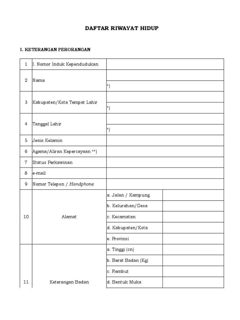 Daftar Riwayat Hidup PPPK | PDF