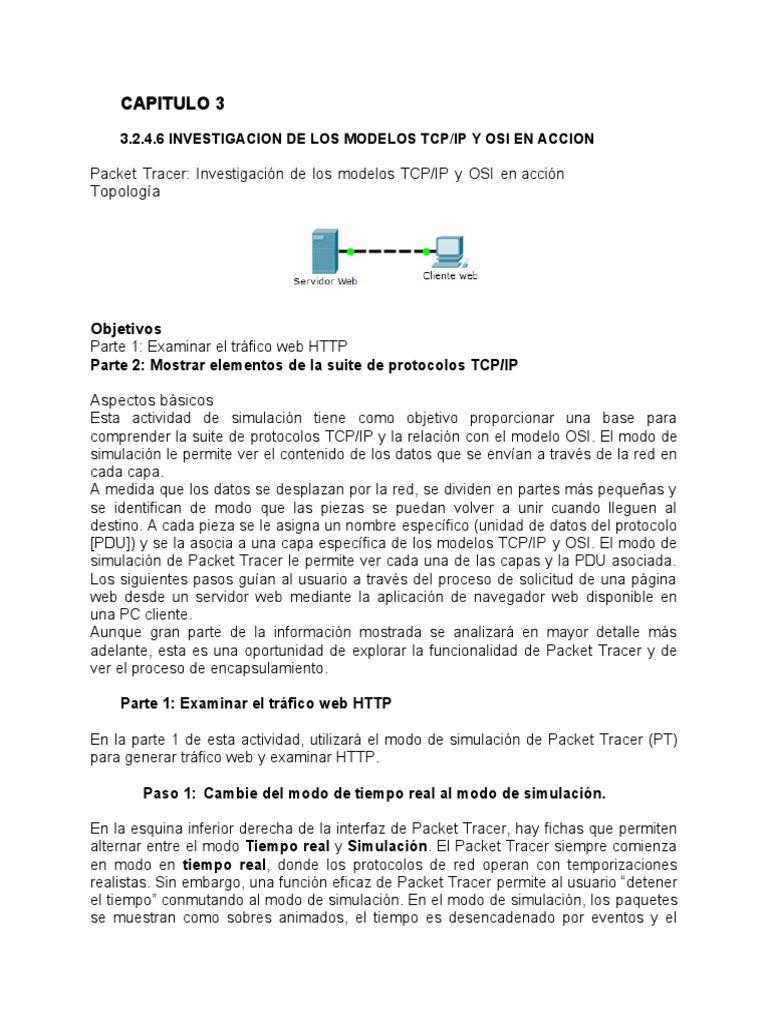 3.2.4.6 Packet Tracer - Investigating The TCP-IP and OSI Models in Action | PDF | Modelo osi ...