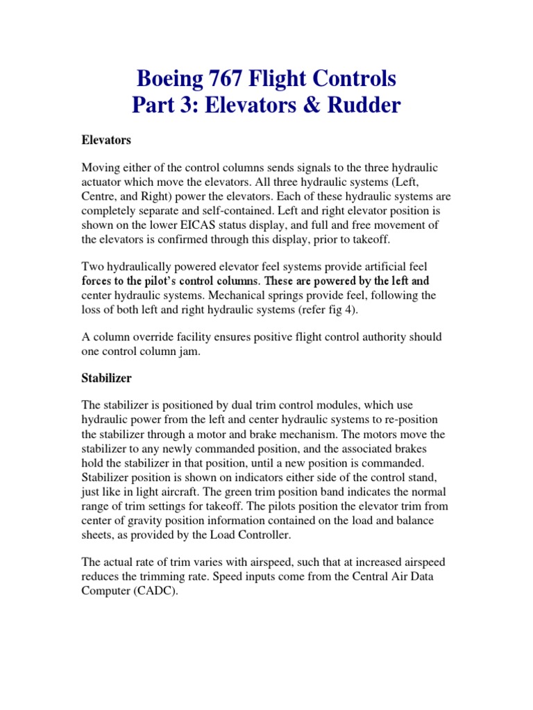 Boeing 767 Flight Controls | PDF | Aircraft Flight Control System | Rudder
