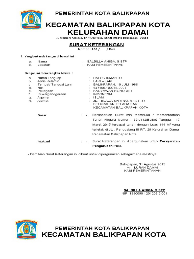 Blangko Surat Keterangan | PDF