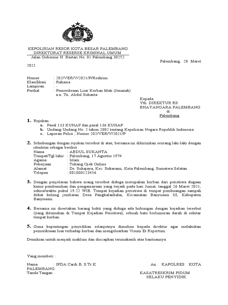 Contoh Surat Permintaan Visum Luar | PDF