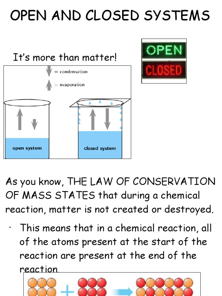Open and Closed Systems: It's More Than Matter! | PDF