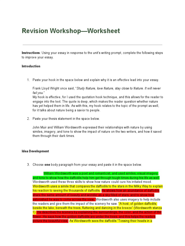 Revision Workshop-Worksheet | PDF | Poetry | Essays