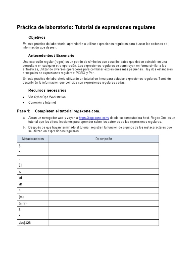 Lab Regular Expression Tutorial Pdf Expresión Regular Arquitectura De Computadores 
