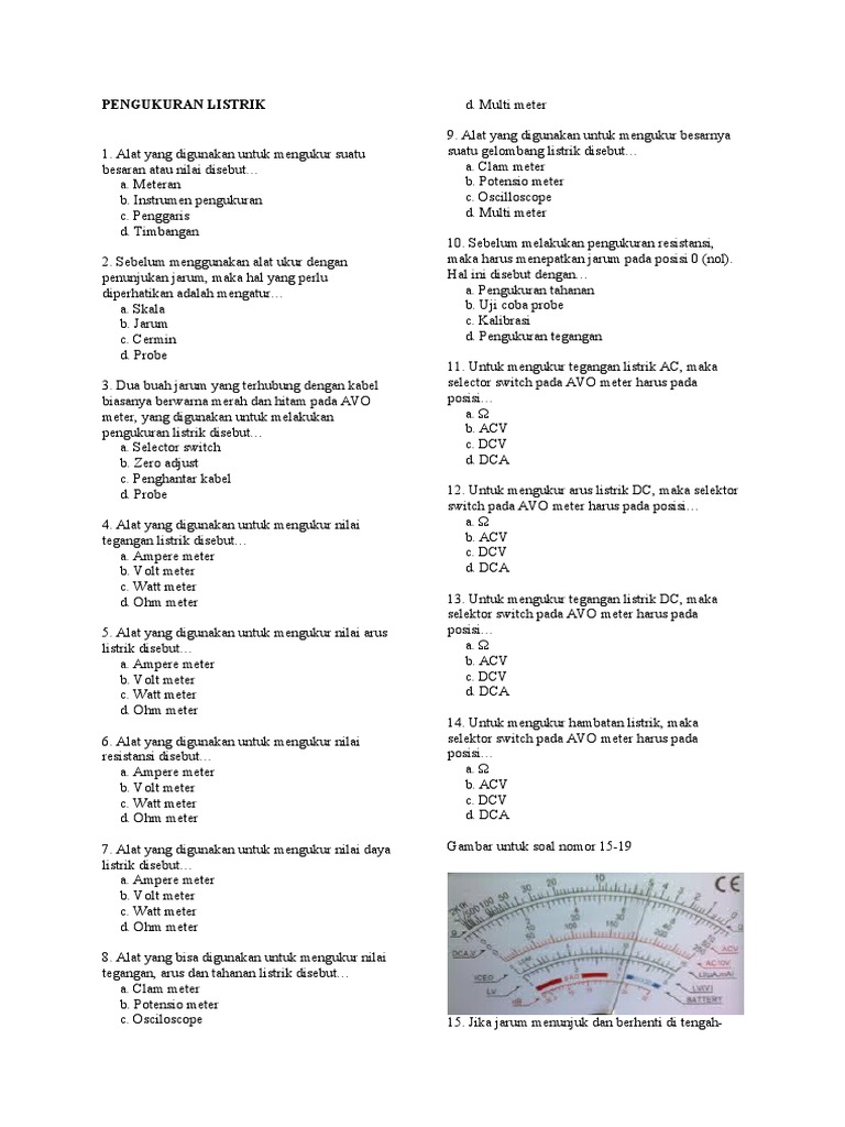 Soal Alat Ukur Listrik Avometer | PDF