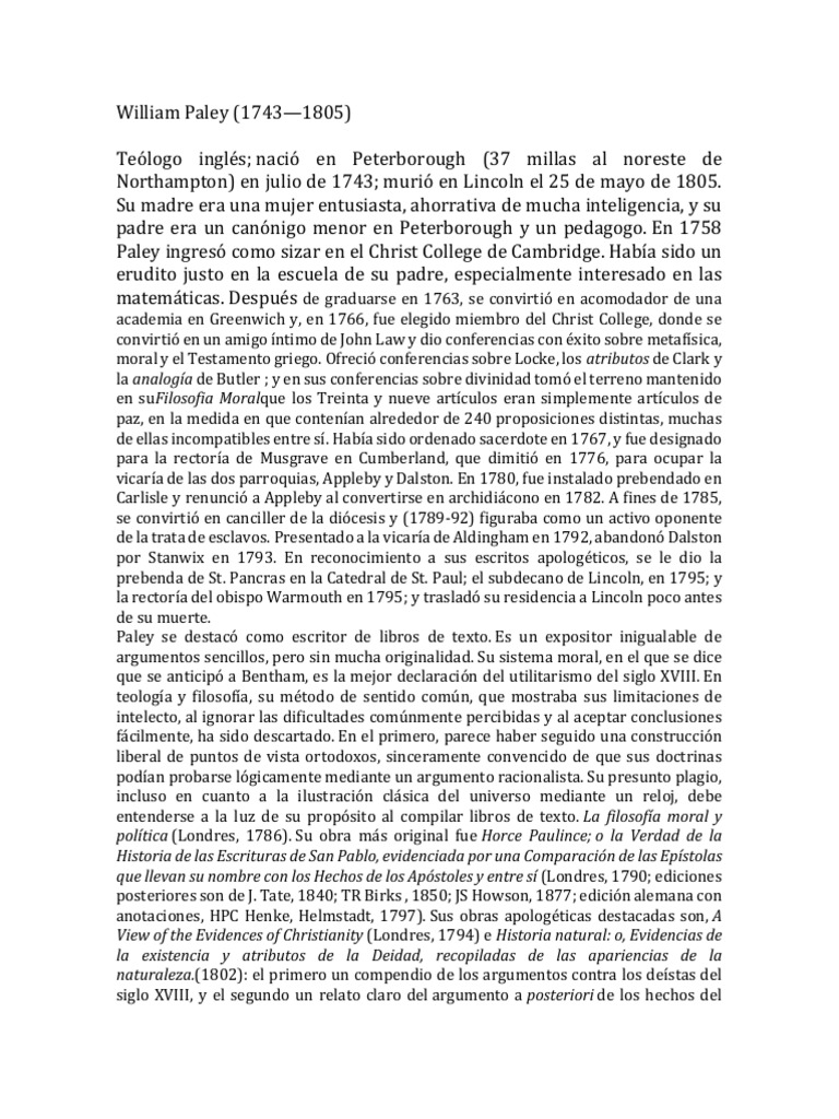 William Paley - IEP | PDF | Teorías filosóficas | Metafísica