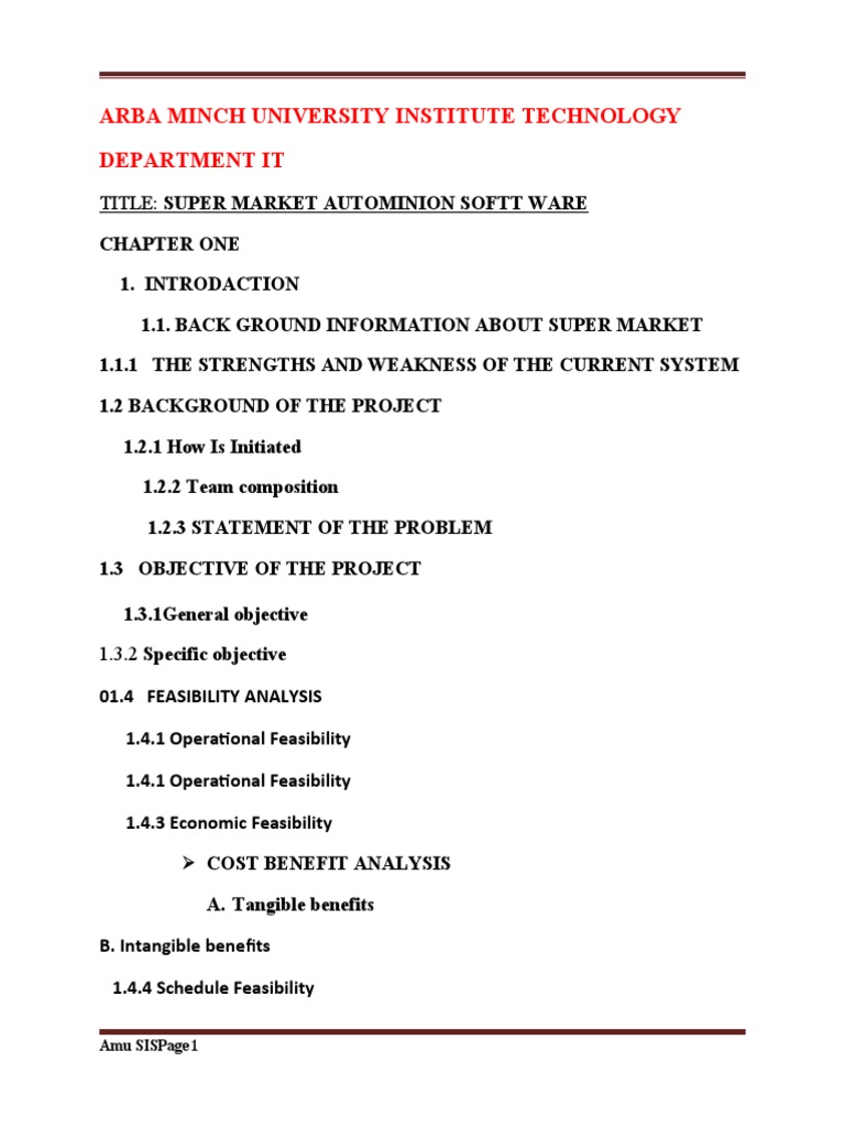 Supermarket Automation Software Project | PDF | Use Case | Feasibility Study